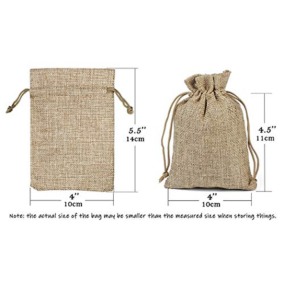 Hapdoo Lot of 100 Burlap Bags with Drawstring Gift Bags Jewelry Pouches Sacks for Wedding Party and DIY Craft, 5 x 3.5 Inches