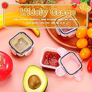 Mimorou 20 Pcs Plastic Salad Dressing Containers 2 oz Sauce for Lunch Box Reusable Condiment with Lids Square Mini Fridge Leakproof Food Storage Containers, Clear & Black