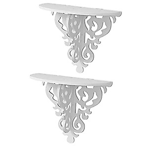 Cabilock 4 pcs Shelf for Art Flower Bracket Household Decor Hanging Nursery Decorative Carving Wall-Mounted Stand Modern Floating Pot Bedroom Office Wall Plant Retro Decoration Flowerpot