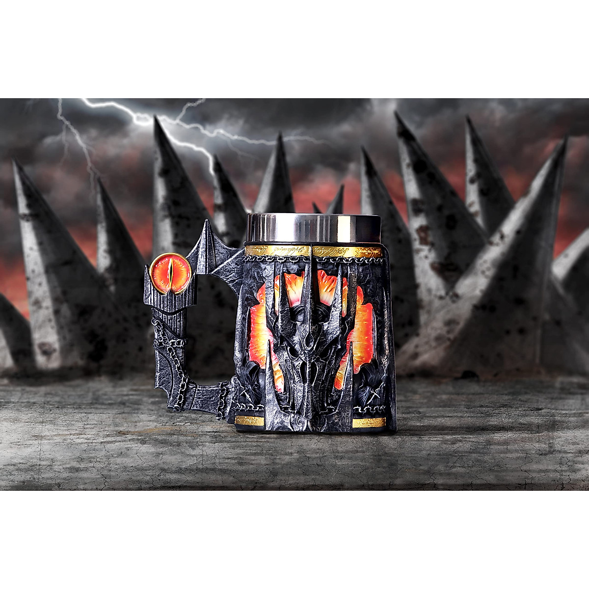Nemesis Now Lord of the Rings Merchandise Tankard, Hand-Painted Resin Beer Mug with Removable Insert, 15.5cm - Sauron