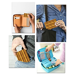 Carosoffe Yellow Ombre Small Compact Mirror for Purse, Geometric Wavy Striped Abstract Art Travel Makeup Mirror for Women Men, Rectangular Handheld Compact Pocket Mirror 1 PCS