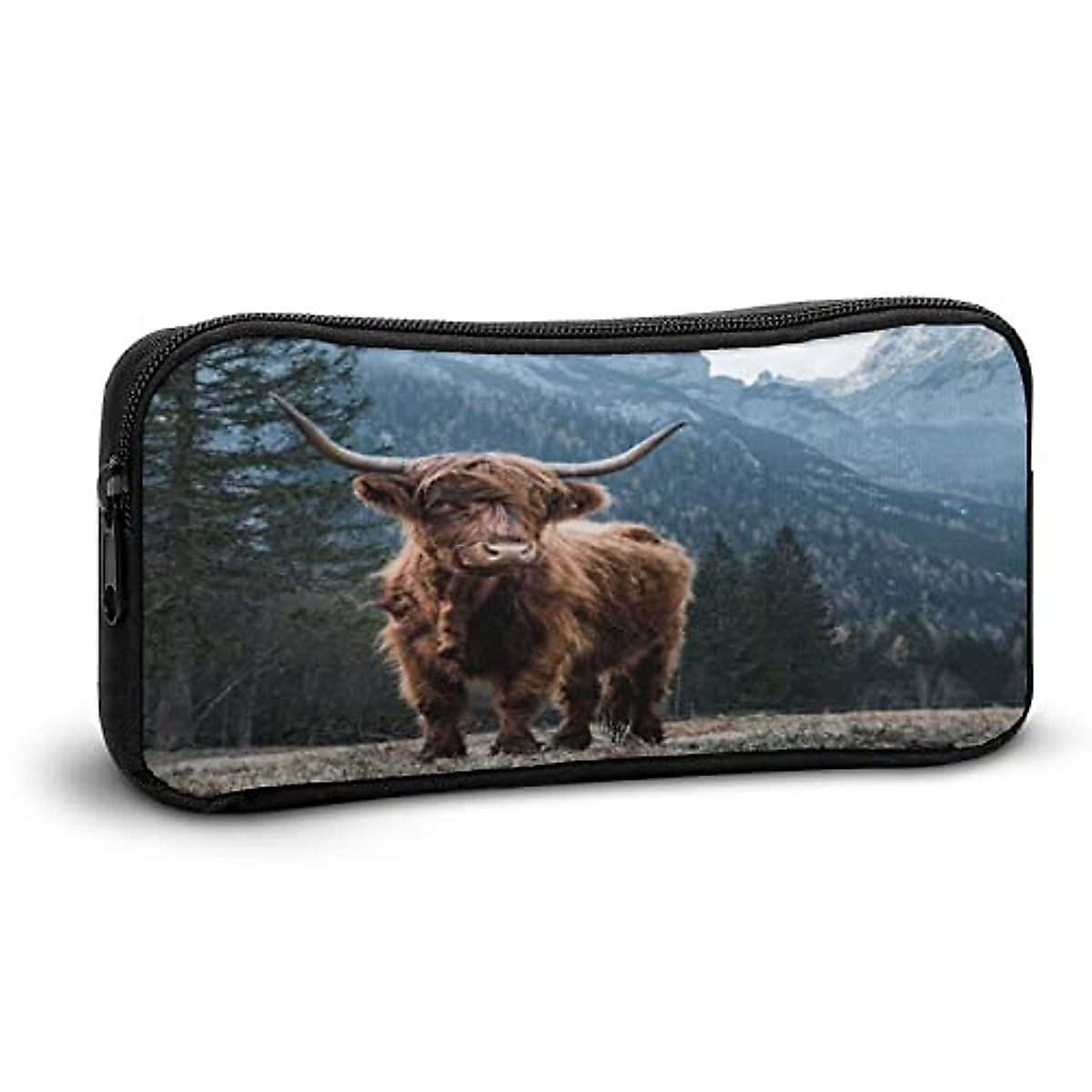 Highland Cattle in The Italian Dolomites Pencil Case Pencil Pouch Coin Pouch Cosmetic Bag Office Stationery Organizer