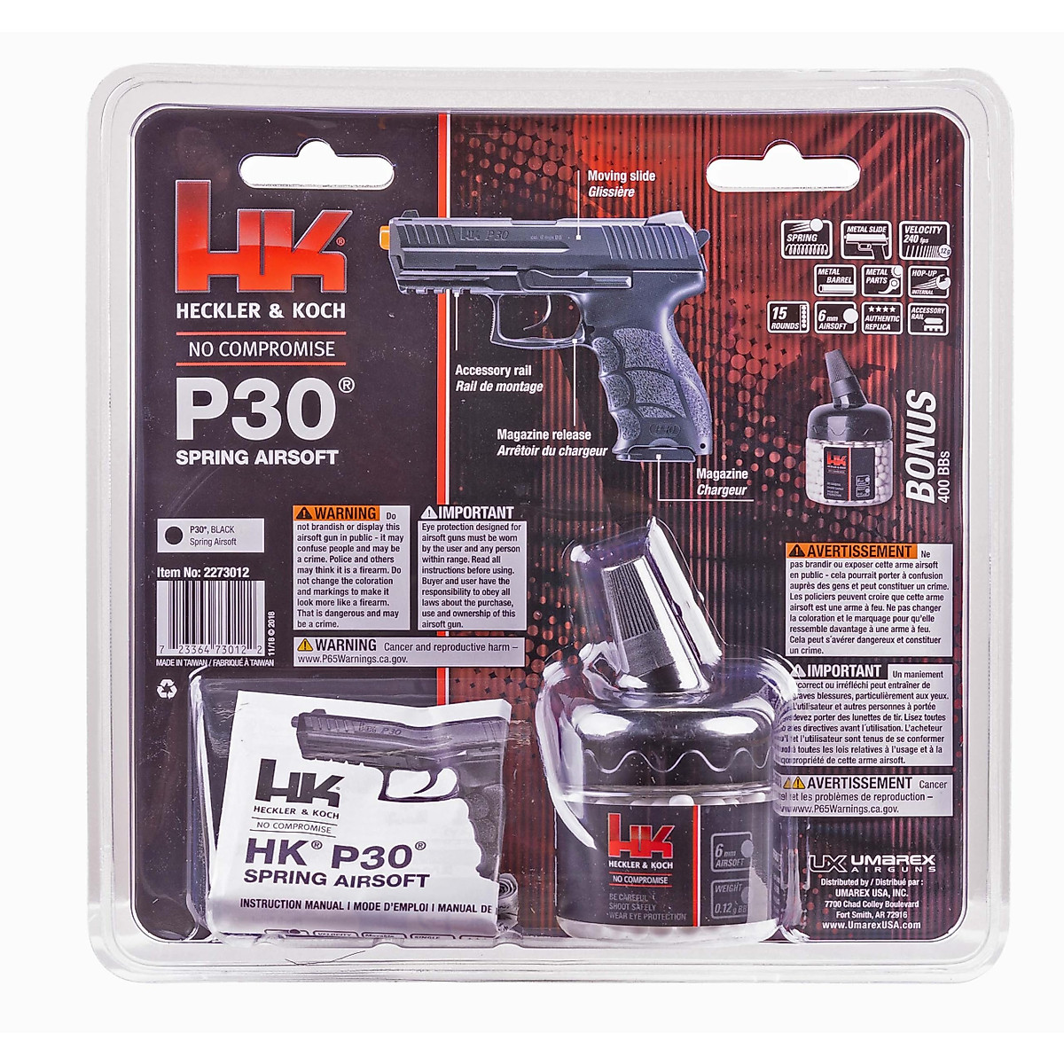 Umarex HK Heckler & Koch P30 6mm BB Pistol Airsoft Gun - Includes 400 BBs