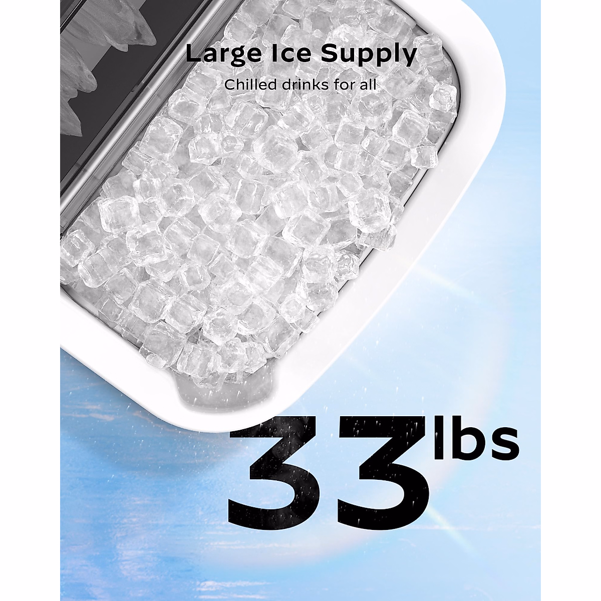 Nugget Countertop Sonic Ice Maker for Home Kitchen Office - Silonn Chewable Pellet Ice Machine with Self-Cleaning Function, 33lbs/24H, Black