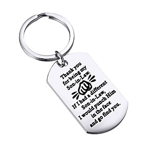 BEKECH Son-in-Law Gifts Bonus Son-in-Law Keychain Thank You for Being My Son-in-Law Keychain Funny Wedding Gift Jewelry from Mother-in-Law,Father-in-Law(silver)