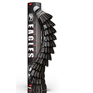 EAGLES Badminton Birdies Feather Bedminton Shuttlecocks- Birdie Ball for Indoor and Outdoor Matches ~ Highly Stable & Durable Shuttle Balls (Black)