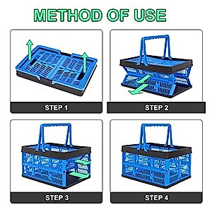 3 Packs 20Liter Collapsible Storage Crates With Handle Collapsible Plastic Shopping Basket,Stackable Multi-function Shelf Baskets Container, Hold up to 20 Lbs