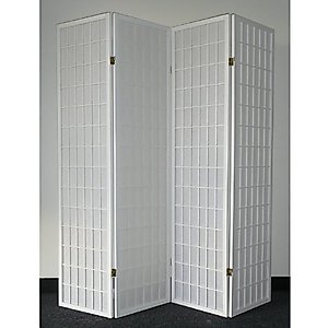 Legacy Decor 4-panel White Wood Shoji Screen/Room Divider