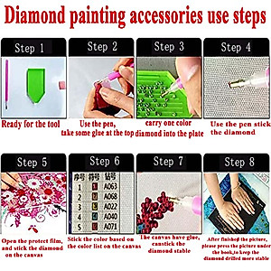 Diamond Painting Accessories & Art Tool-42 Diamond Painting Glue Clay-DIY Embroidery Wax Tacky Kit-3 Stitch Dot Paint Pen for Craft 5D Cross(64 Number Sticker,1 Tray,1 Tweezer,2 Clip,3 Seal Bag)