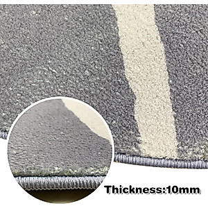 ABREEZE Kids Play Rug 4ft,Lion Round Area Rug Kids Nursery Door Mat Soft Plush Non-Slip Childrens Carpet for Bedroom Living Room Kids Playroom,Grey