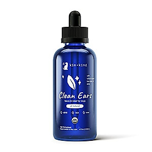 kin+kind Organic Ear Cleaner for Dogs - Made in The USA - Easy to Use & Mess-Free Dog Ear Drops for Wax, Odor, & Itchy Dog Ears w/Witch Hazel, Tea Tree Oil, & Aloe Vera - Ear Wash for Dogs(4 fl oz)
