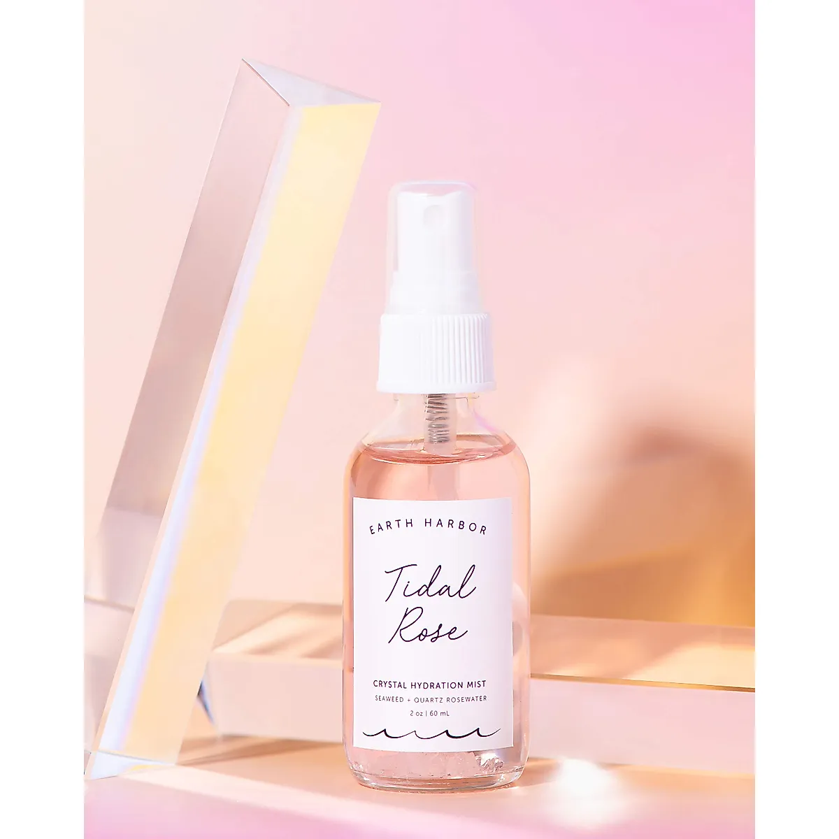 Earth Harbor | Tidal Rose Crystal Hydration Toner - Soothes Inflammation & Tones | Rose Water + Rose Quartz + White Tea | 100% Natural & Cruelty-Free | 2 fl oz