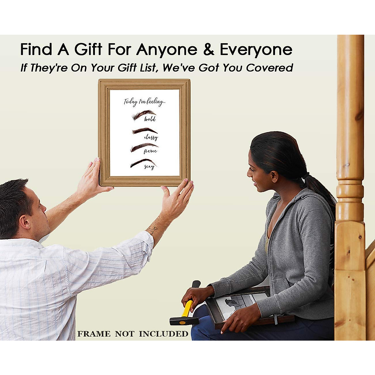 Motivational Wall Art Office Decor for Men & Women: "Today I'm Feeling…" Eyebrows Fashionista - 8x10 Unframed Inspirational, Motivational Poster & Positive Affirmations Wall Decor for Kids & Teens