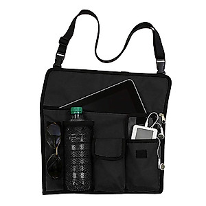 Beach Chair Armrest Bag Handy Pockets Shoreline Tote Bag Outdoor Chair Organizer Hanging Storage Bag Pouch Shoulder Side Bag for Camping (Black)