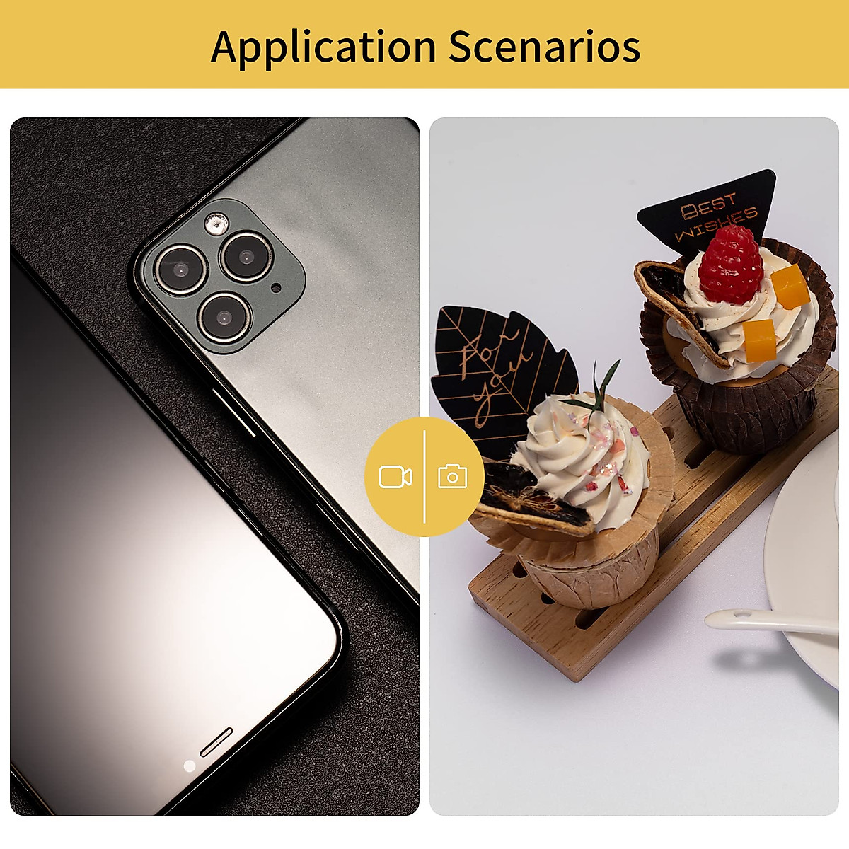 Goshoot 2 PCS Photo Backdrop Boards Kit, 2x2ft Double Sided White Leather Wood Texture Food Backdrops, Flat Lay Photography Backgrounds with 2X Bracket for Jewelry Cosmetics Small Product Props