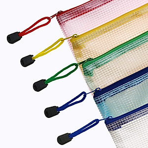 MJIYA Mesh Zipper Pouch Document Bag Plastic Zip File Folders Weatherproof Large Stylish Multipurpose Organizer Folder for School and Office Supplies Business Papers (White, B4)