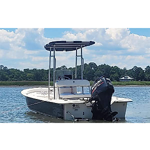 Dolphin Pro E Economic T-Top Fishing Boat Tower, Black Canopy,1.5" Brushed Anodized 6063 Aluminum Tubing, Canopy Fits Center Consoles up to 43 inches Wide, Marine Grade VIII, UV Resist Acrylic Cover