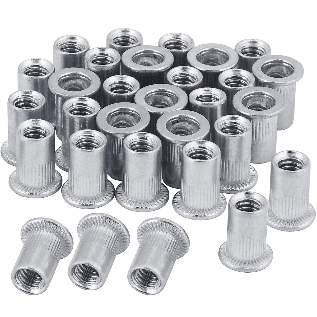 50 Pcs 1/4-20 Aluminum Flange Rivet Nut, UNC Flat Head Threaded Insert Nut