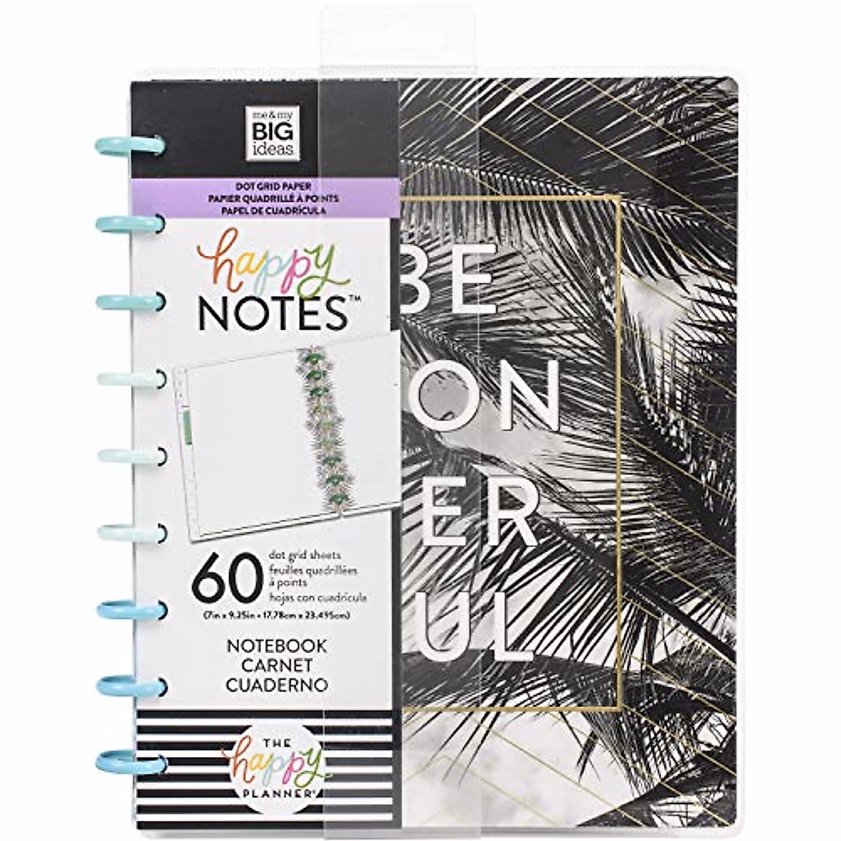 Me & My Big Ideas Happy Planner Medium Notebook W/60 Sheets-Be Wonderful, Dot Grid