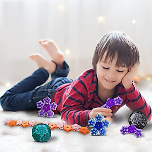 YowellGo Magnetic Fidget Sphere, 12 PCS Magnet Fidget Toys Tiles Soccer Puzzle Balls Building Blocks, Stress Relief Desk Toy Hand Toy Gift for Teenager Adult Man Woman(Red)