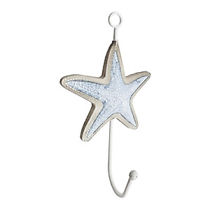 HEVSTIL 3Pack Starfish Hook Beach Themed Wall Hooks Decorative Hangers Decorative Wall Hooks Coats Aprons Hats Towels Hooks Beach Ocean Theme Chic Metal Hooks for Coat Towel Clothes