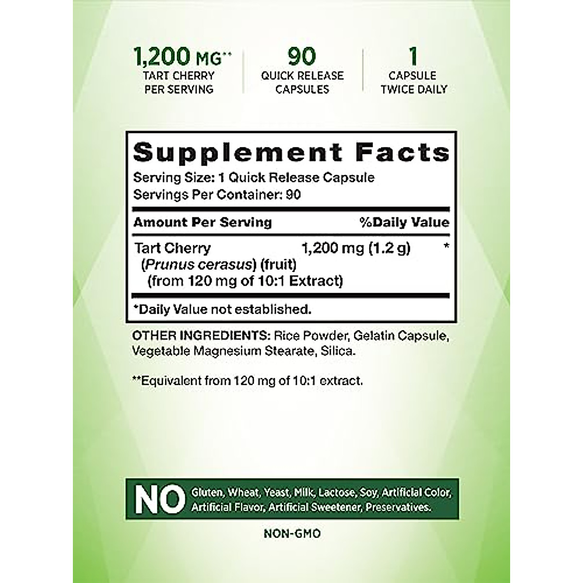 Tart Cherry Extract Capsules | 1200 mg | 90 Count | Non-GMO & Gluten Free Supplement | By Nature's Truth