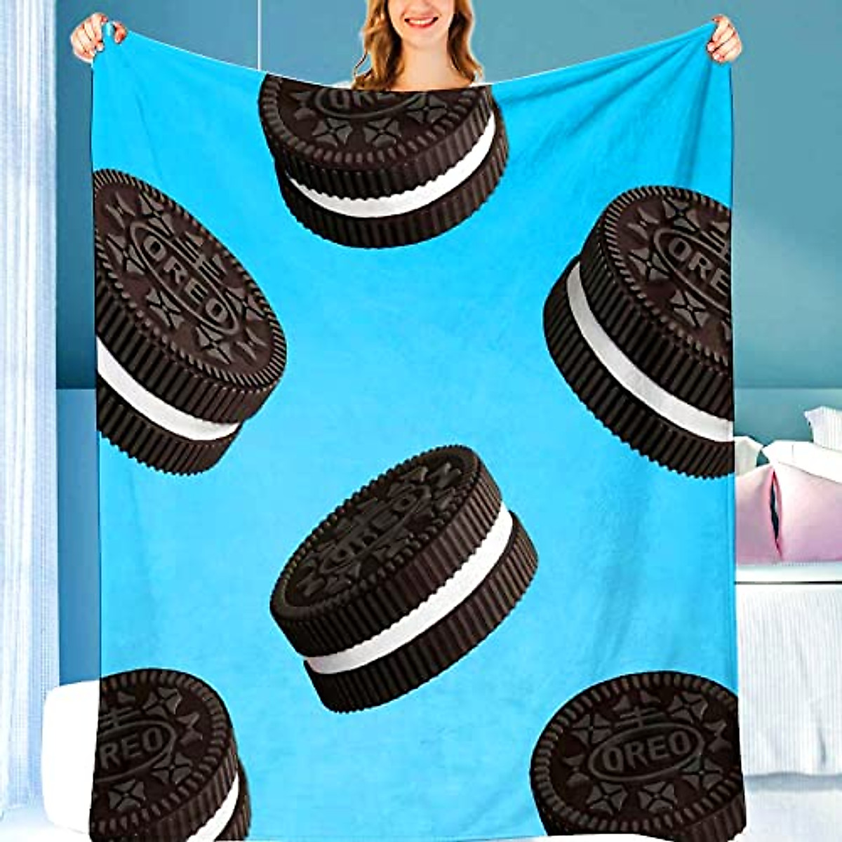 Lokapala Multi-Styles Funny Food Oreo Cookies Dessert Flannel Soft Blanket Bed Throw Fit Bed,Sofa, Lap - Warm Cozy Quilt All Season(S 50X40 Inch for Kid)