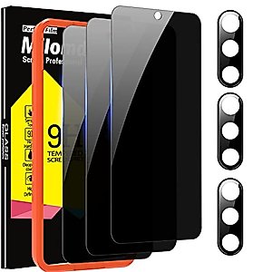 Milomdoi [3+3 Pack] for Samsung Galaxy S23 Plus S23+ Privacy Screen Protector Tempered Glass Accessories 3 Pack Privacy Screen Samsung Galaxy S23 Plus S23+ 3 Pack Camera Lens protector Case Friendly