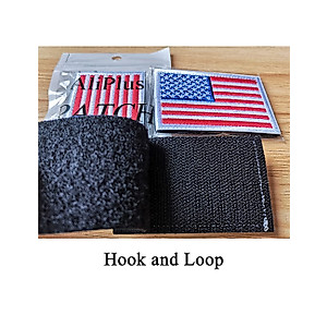 2 PCS AliPlus American Flag Patches Embroidered Tactical Military Morale Patch Applique Fastener Hook and Loop(White Border)