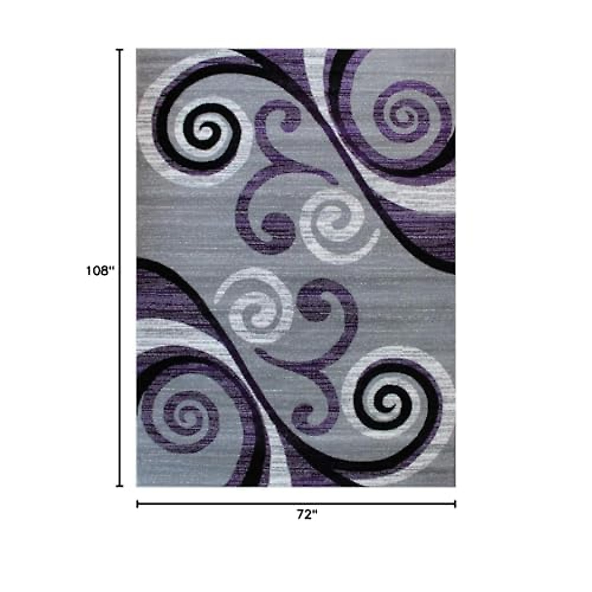 Masada Rugs, Stephanie Collection Area Rug Modern Contemporary Design 1100 Purple Grey White Black (6 Feet X 9 Feet)