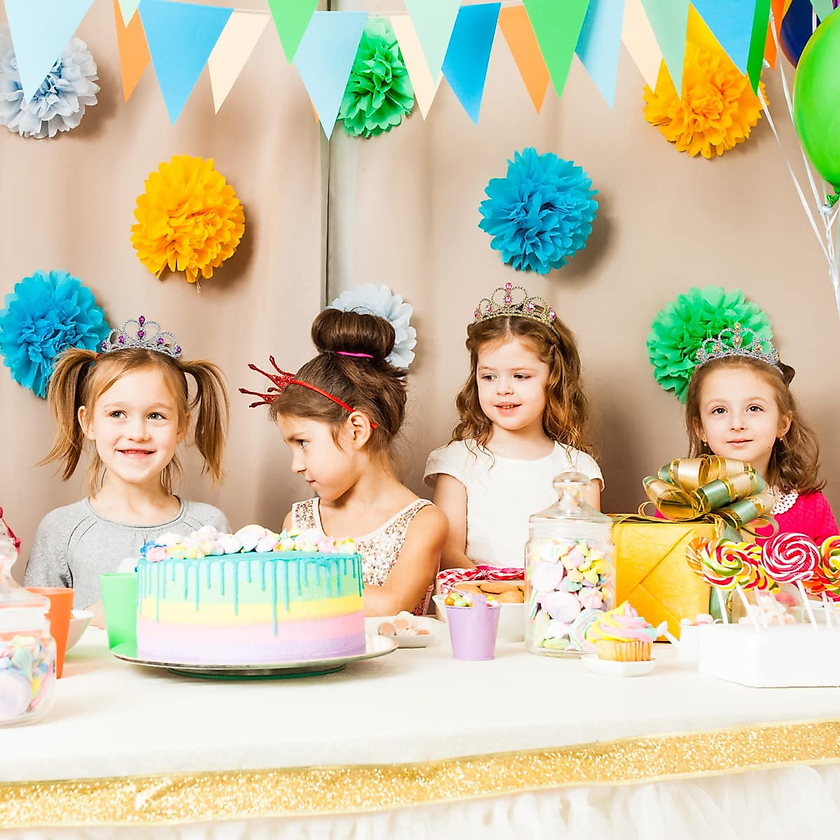 Lovelyshop Pink Gems Rhinestone Tiara, for Little Kid Big Kid Girl Prom Birthday Prinecess Party