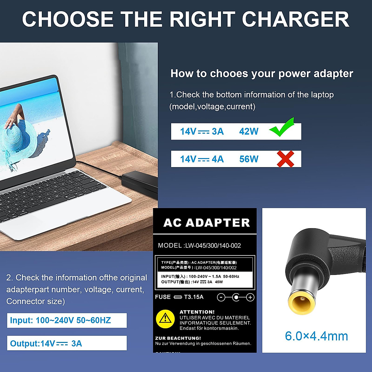 Futurebatt 14V AC/DC Adapter Power Supply for Samsung LTM1555B LTM1555X LTM1755X LTM1775W LCD Monitor +Cord Power Supply Cord