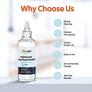 ONEINK Printhead Cleaning Kit, Printhead Cleaner Kit, Compatible for Inkjet Printers HP/Canon/Brother/Epson 8600 5520 4620 6520 6600 6700 6968 6978 8610 HP 922 Pro100 MX922 Canon Printer, 100ML