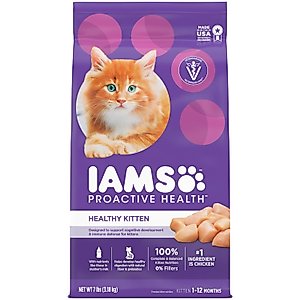 P L-RA IMS Proactive Health Healthy Kitten Dry Cat Food with Chicken, Omega-3 DHA, 100% Complete and Balanced Nutrition, 7 lb. Bag