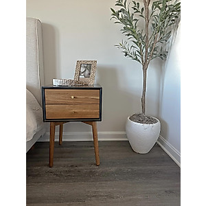Nathan James Harper Modern Nightstand Side Accent or End Table with Storage Drawer, 1, Black/Brown