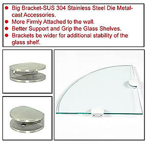 APROTOSS 12-inch Glass Corner Shelf and Glass Shelves for Shower Features Sturdy White Brackets for a Modern Look. Glass Bathroom Shelves Perfect for Displaying Toiletries and Decor