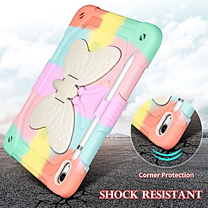 WESADN for iPad 10th Generation Case 2022 with Kickstand Lanyard Keychain Pencil Holder Rugged Heavy Duty Case for Girls Kids Cute Protective Tablet Cover for iPad 10th Gen 10.9 inch 2022 Rose Gold