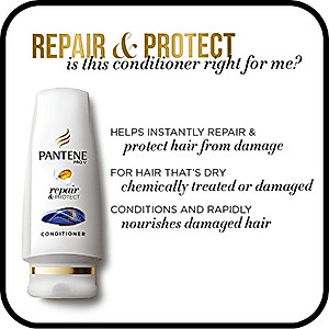Pantene Sulfate Free Conditioner for Damaged Hair, Repair and Protect, 24 Fl Oz (Pack of 2) (Packaging May Vary)