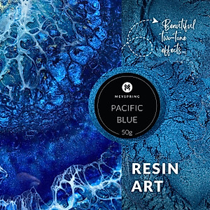 MEYSPRING Pacific Blue Epoxy Resin Color Pigment - 50 Grams - Great for Resin Art, Epoxy Resin, and UV Resin - Mica Powder for Epoxy Resin