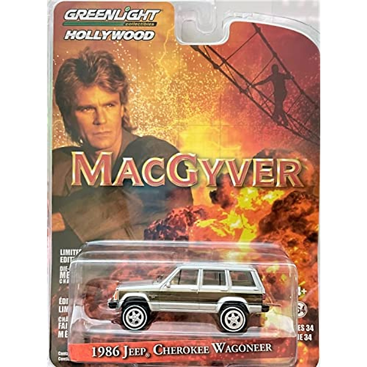 Collectibles Greenlight 44940-C Hollywood Series 34 - MacGyver (1985-92 TV Series) - 1986 Cherokee Wagoneer 1/64 Scale