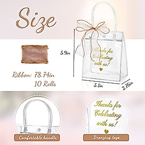 50 Pcs Clear Plastic Gift Bags with Handle Transparent PVC Plastic Gift Wrap Tote Bag Wedding Gift Bags Reusable Small Clear Gift Bags for Shopping Birthday Wedding Party Favor (6 x 5.1 x 2.8 Inch)