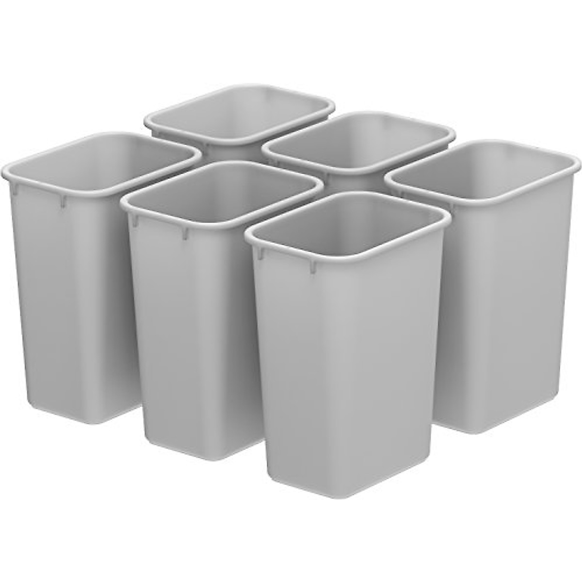 Storex Medium Waste Basket, 15 x 10.5 x 15 Inches, Gray, Case of 6 (STX00711U06C)