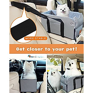 Colarlemo Center Console Dog Car Seat, Dog Car Seats for Small Dogs 0-15lbs, Portable Pet Armrest Car Seat, Dog Booster Seat with Safety Tethers and Pad, Single/Double Door Armrest Applicable