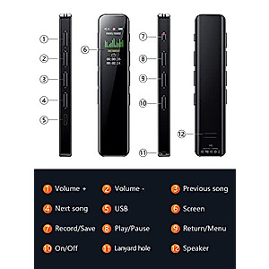 64GB Digital Voice Recorder,Fillman Voice Activated Recorder,Small Tape Recorder with Speaker, Voice Recorder for Lecture,Meetings,Class,HD Audio Dictaphone,Intelligent Noise Reduction,MP3 Player