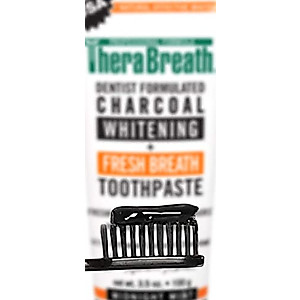 TheraBreath Fresh Breath Dentist Formulated 24-Hour Charcoal Whitening Toothpaste, Midnight Mint, 3.5 Ounce (Pack of 2)