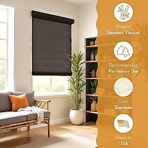 RADIANCE 2208834E Cordless Bamboo Roman Shade Espresso, 34" W X 64" L