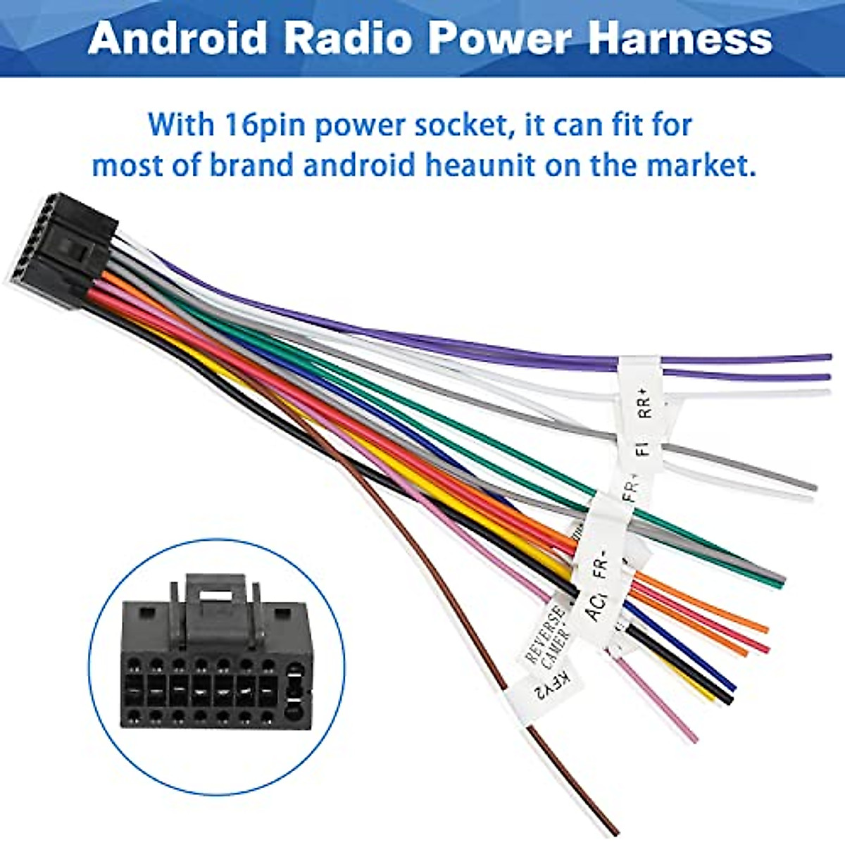 Android Car Stereo Radio Wiring Harness Kit with 16 Pin ISO Radio Harness Adapter Back Camera RCA Wire GPS Antenna Connector 4/6 Pin USB Cable