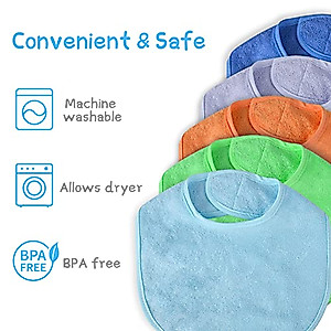 Vicloon Baby Bibs, 8Pcs Terry Bib Set, Baby Bibs for Boys, Girls,Terry Drool Cotton Bibs Waterproof protection, Adjustable hook-&-loop closure, Baby Bibs t for Feeding, Drooling(color)