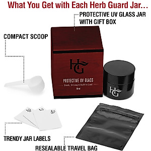 Herb Guard - Eighth Oz Ultraviolet Jar (50 ml) Airtight UV Protection Keeps Goods Fresh for Months