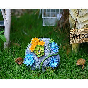 ANTEROOF Garden Statue, Solar Powered LED Outdoor Decor Garden Lights, Polyresin Garden Figurines for Outdoor Decoration (Outdoor Paradise)